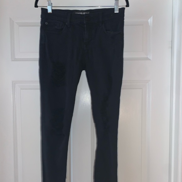 Express | Jeans | Express Legginf Midrise Black Ripped Skinny Jeans ...